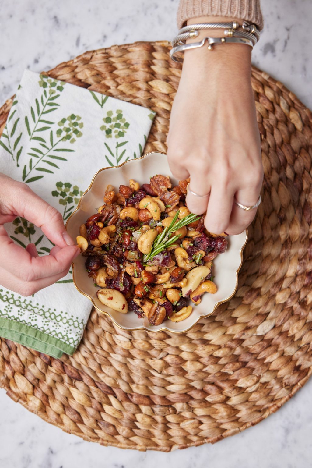 Holiday Roasted Nuts - Lemon Stripes