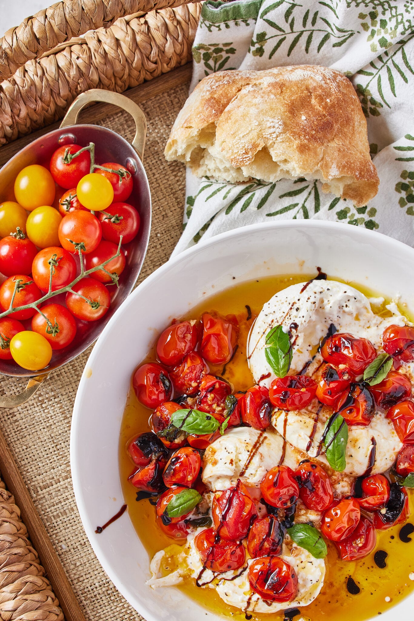 Braised Tomatoes with Burrata - Lemon Stripes